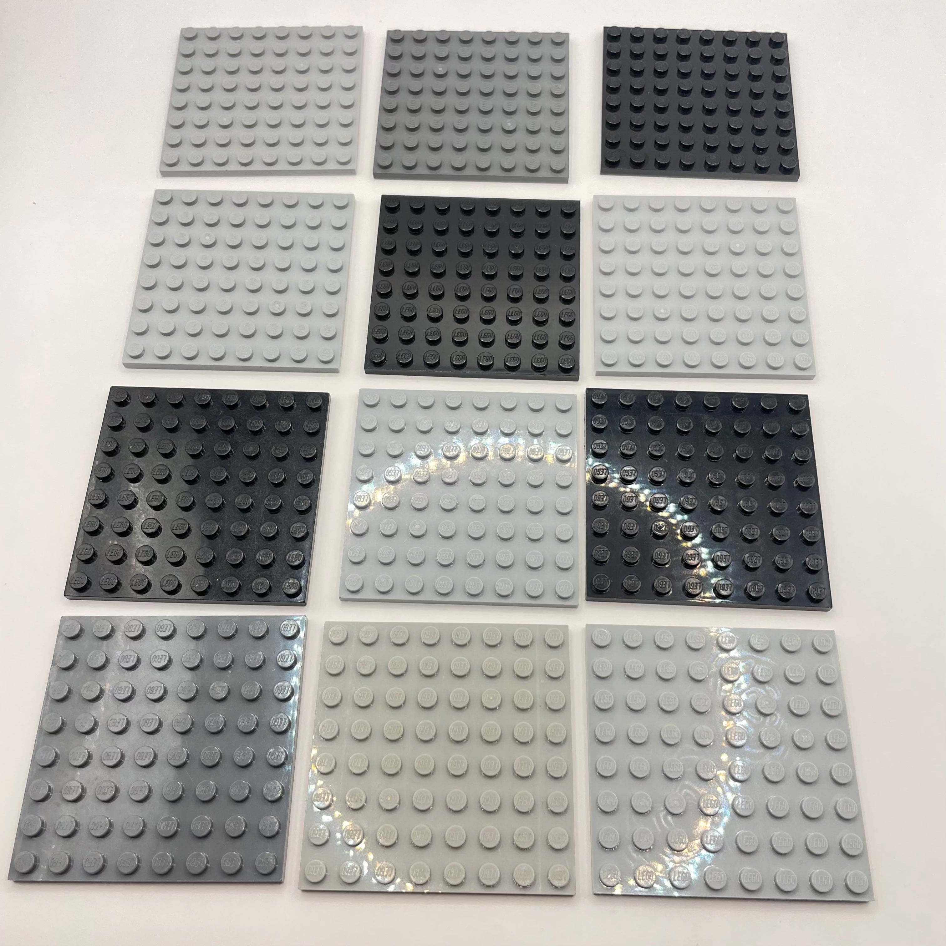 LEGO Plates 8x8, Mixed Grey and Black, 12 Pieces, Habitat – Brick Cycle