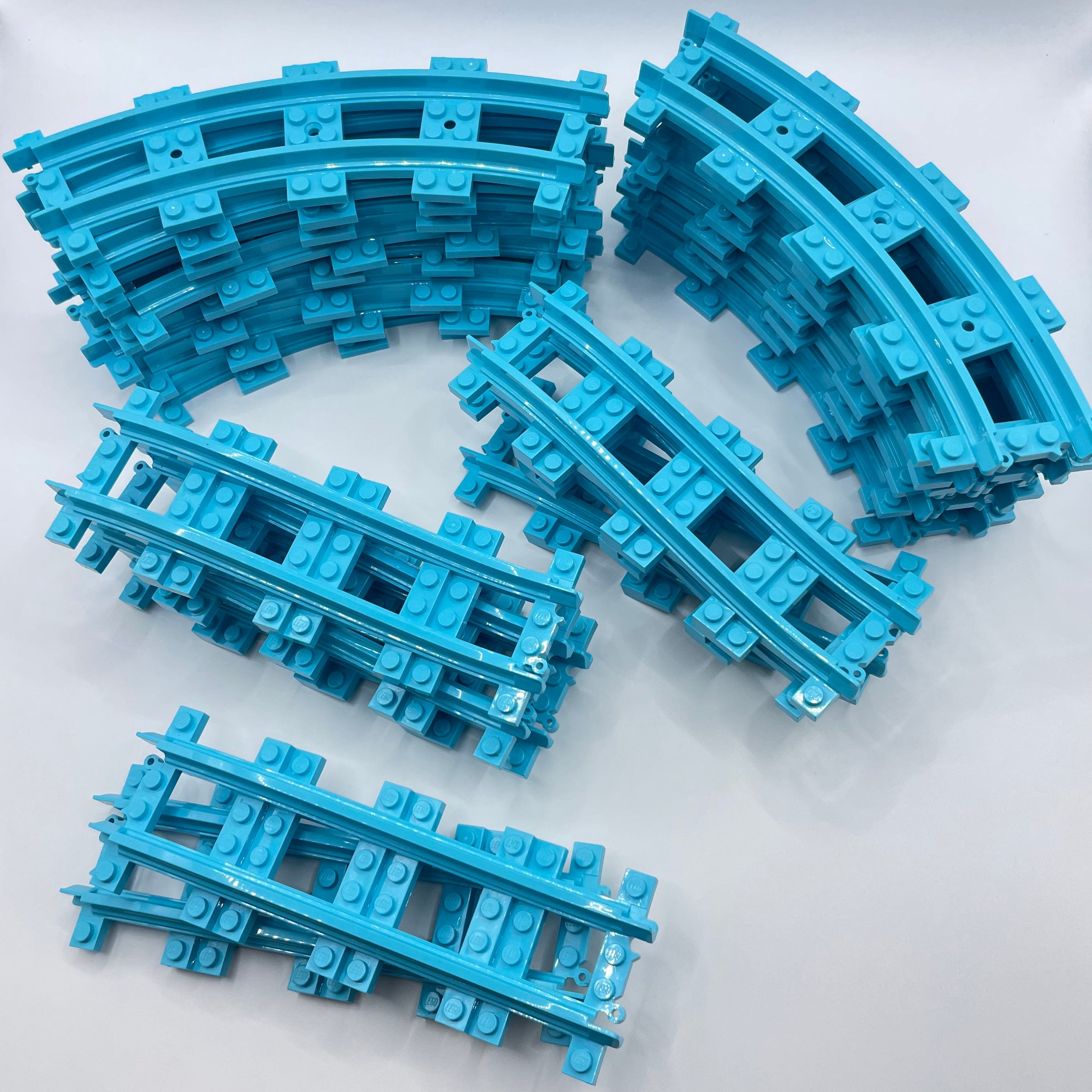 LEGO Train Track, Narrow Gauge, Medium Azure, 16 Curves, 8 Ramps, (24 ...