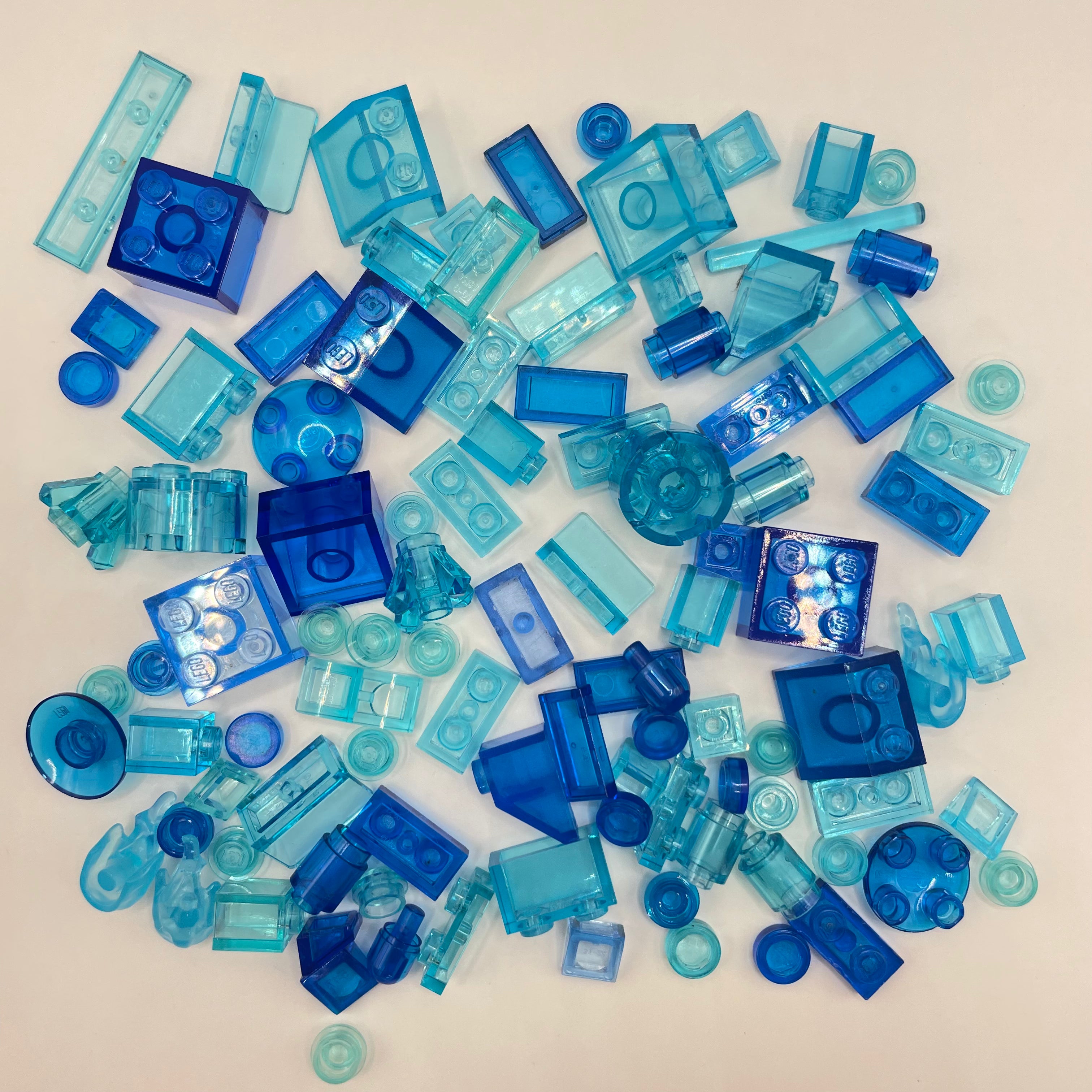 LEGO Mixed Transparent-Blue, Mixed Pieces, Approx. 40g – Brick Cycle